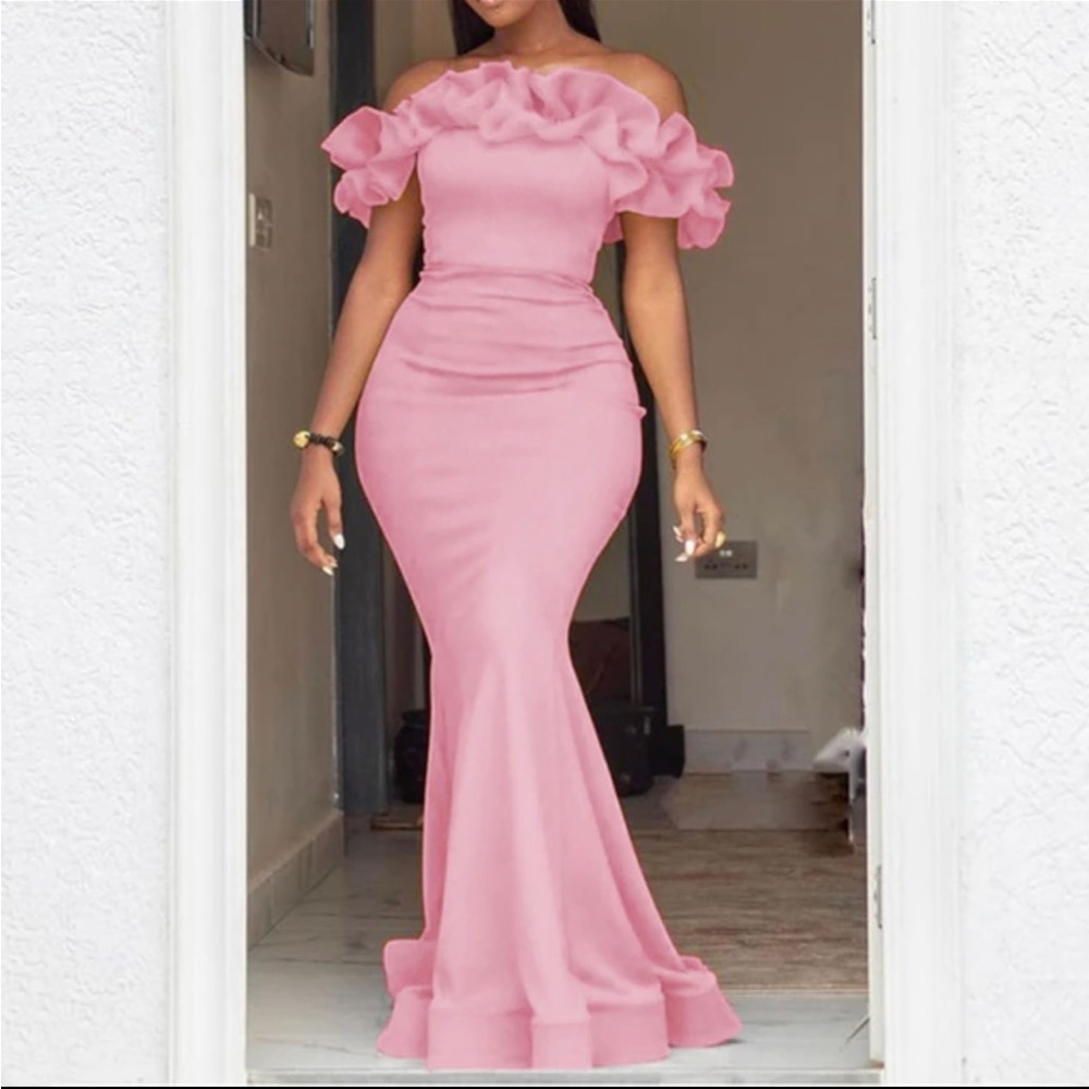 Off Shoulder Ruffles Mermaid Party Dinner Elegant Eve… - Gem
